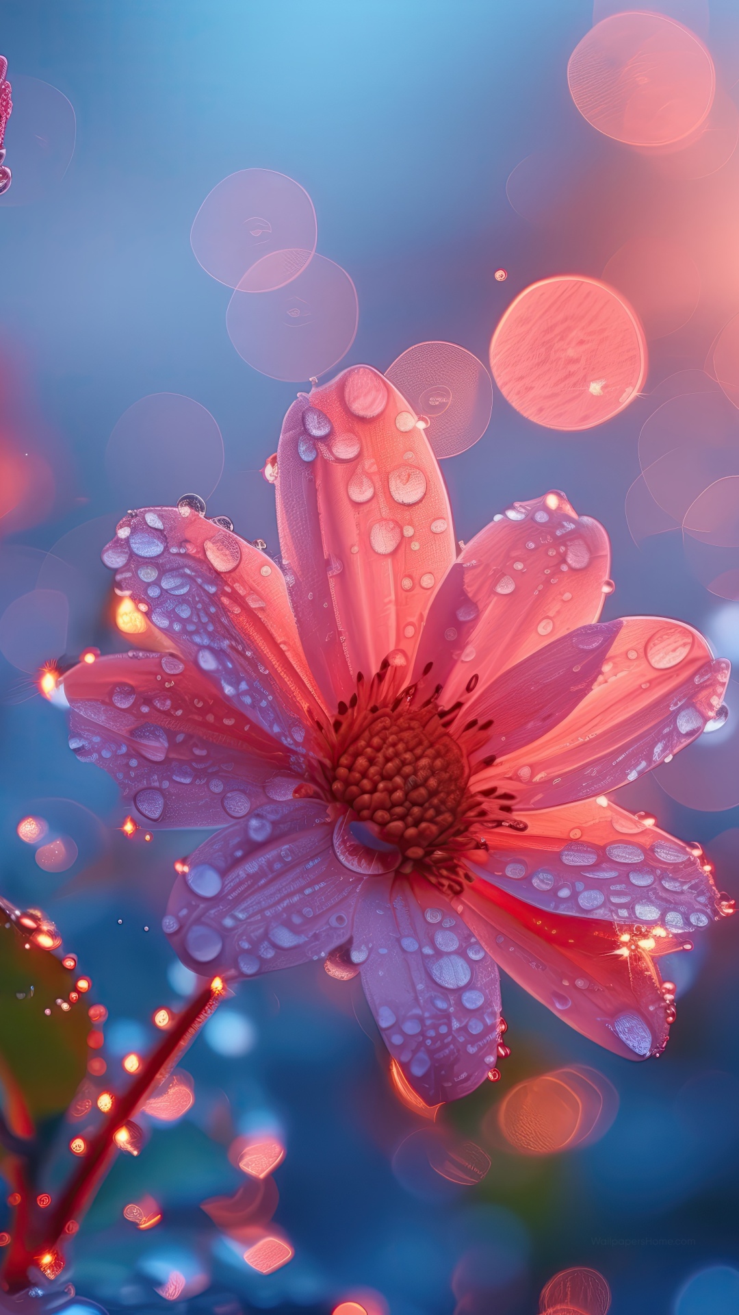 Wallpaper flowers, pink, raindrops, OS #26052