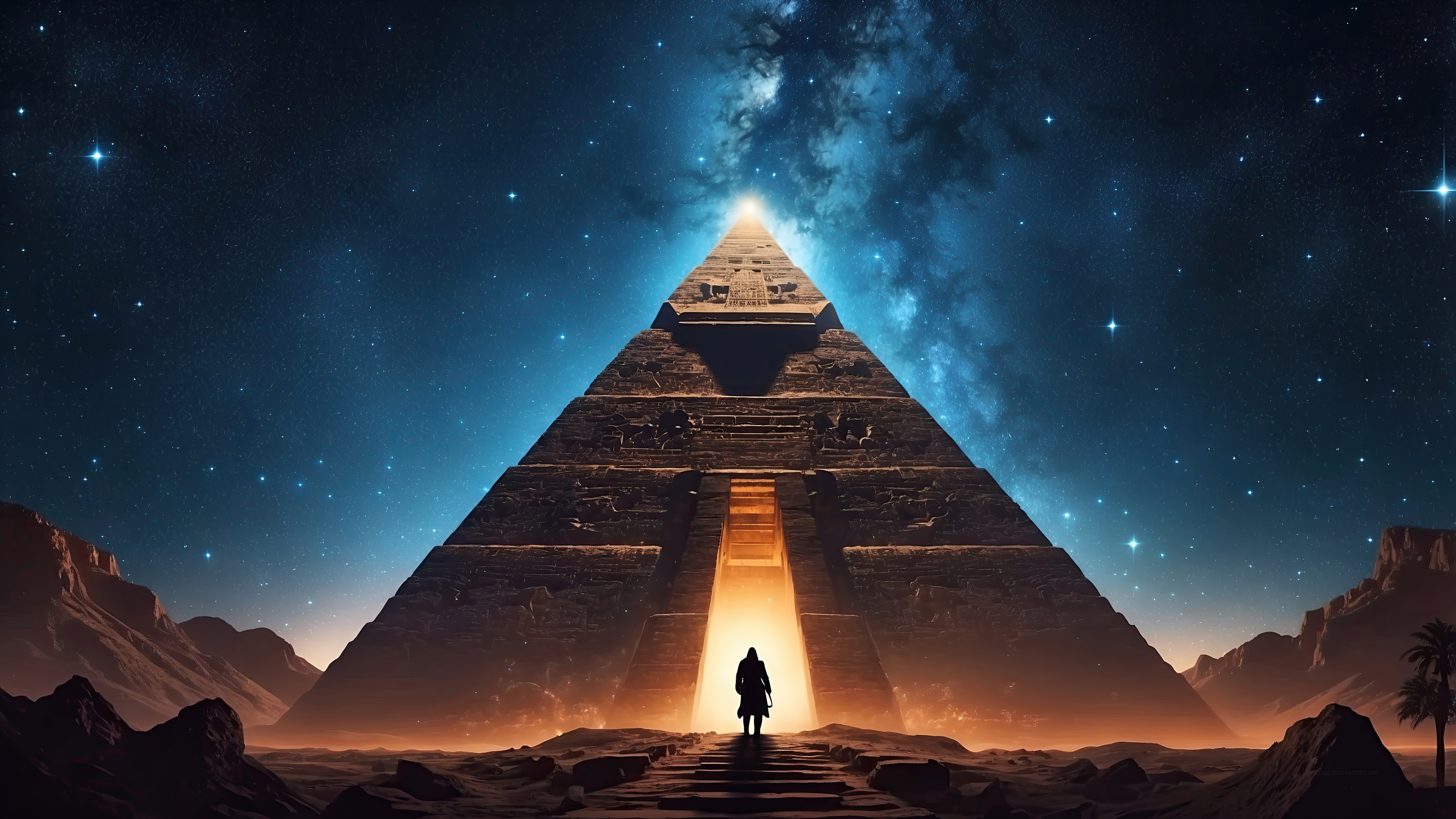 Pyramid Wallpaper 4K - Cosmos, Ancient structure